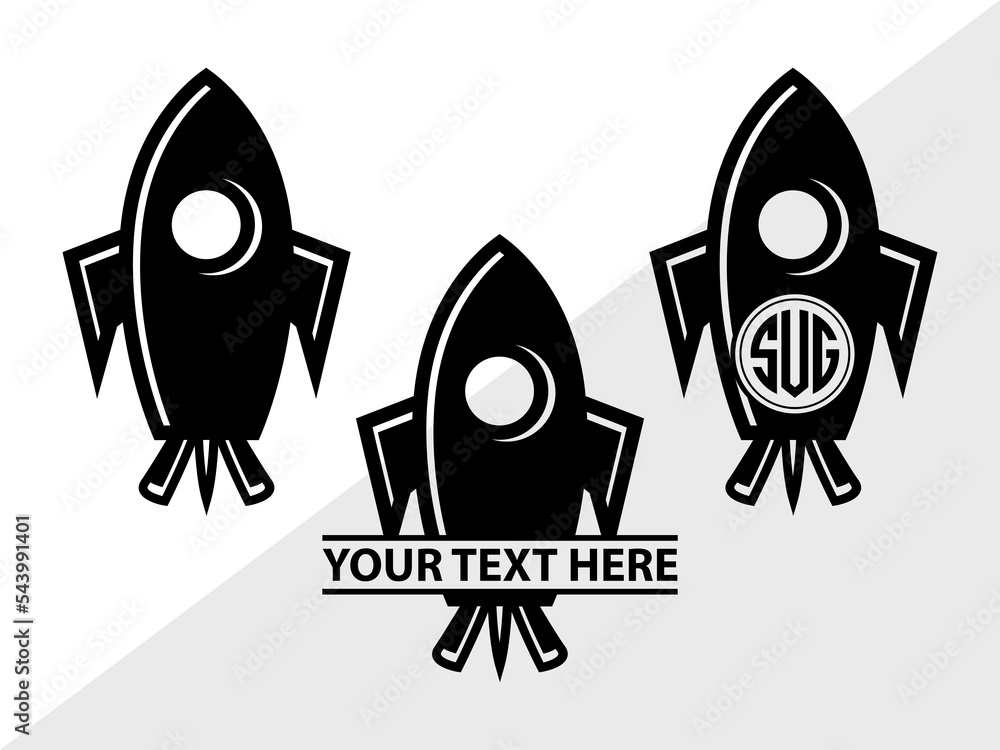 Rocket Monogram, Rocket Silhouette, Space Rocket Svg, Rocketship Svg ...