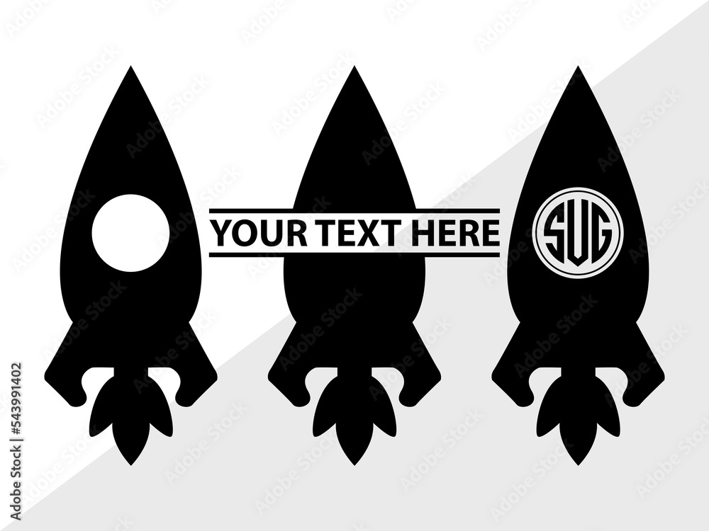 Rocket Monogram, Rocket Silhouette, Space Rocket Svg, Rocketship Svg ...