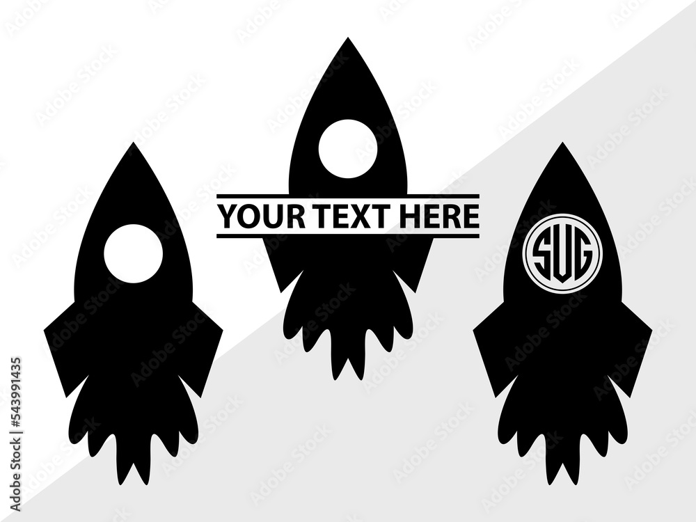 Rocket Monogram, Rocket Silhouette, Space Rocket Svg, Rocketship Svg ...