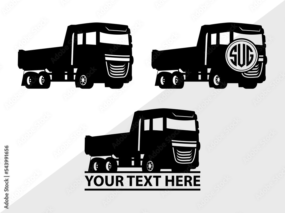 Truck Monogram, Truck Silhouette, Pickup Truck Svg, Container Svg, Semi ...