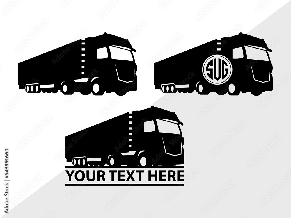 Vetor do Stock: Truck Monogram, Truck Silhouette, Pickup Truck Svg ...