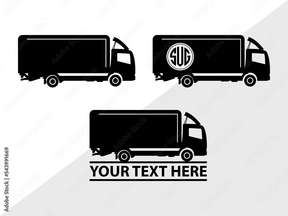 Truck Monogram, Truck Silhouette, Pickup Truck Svg, Container Svg, Semi ...