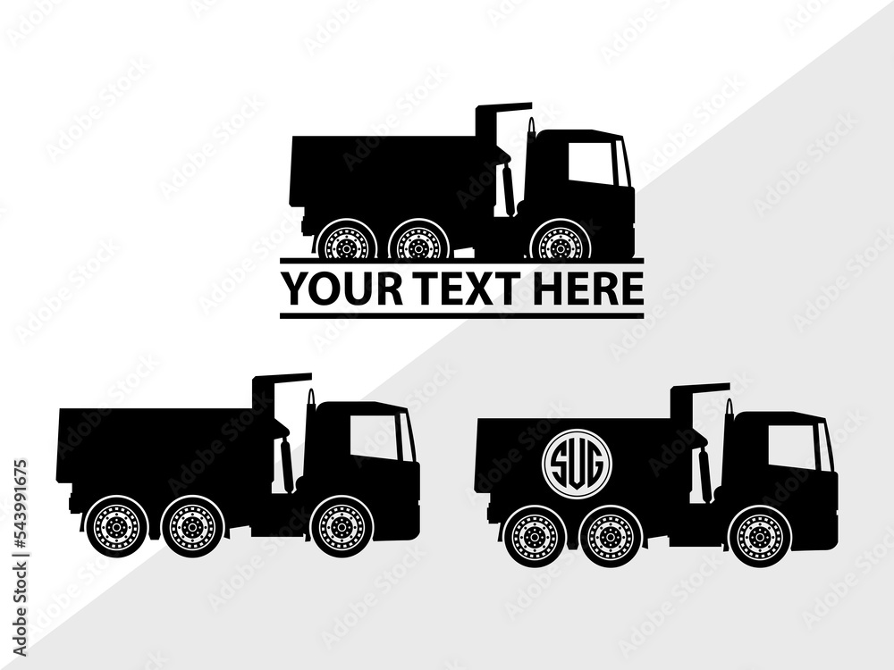 Truck Monogram, Truck Silhouette, Pickup Truck Svg, Container Svg, Semi ...