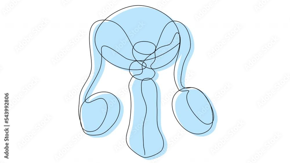Self-drawing of male genital organs with one line on a white background ...