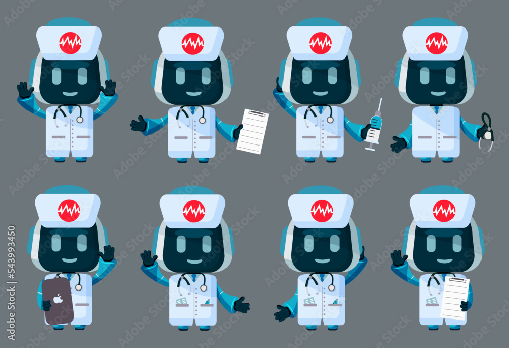 Robot nurse characters vector set. Robotic medical characters in ...