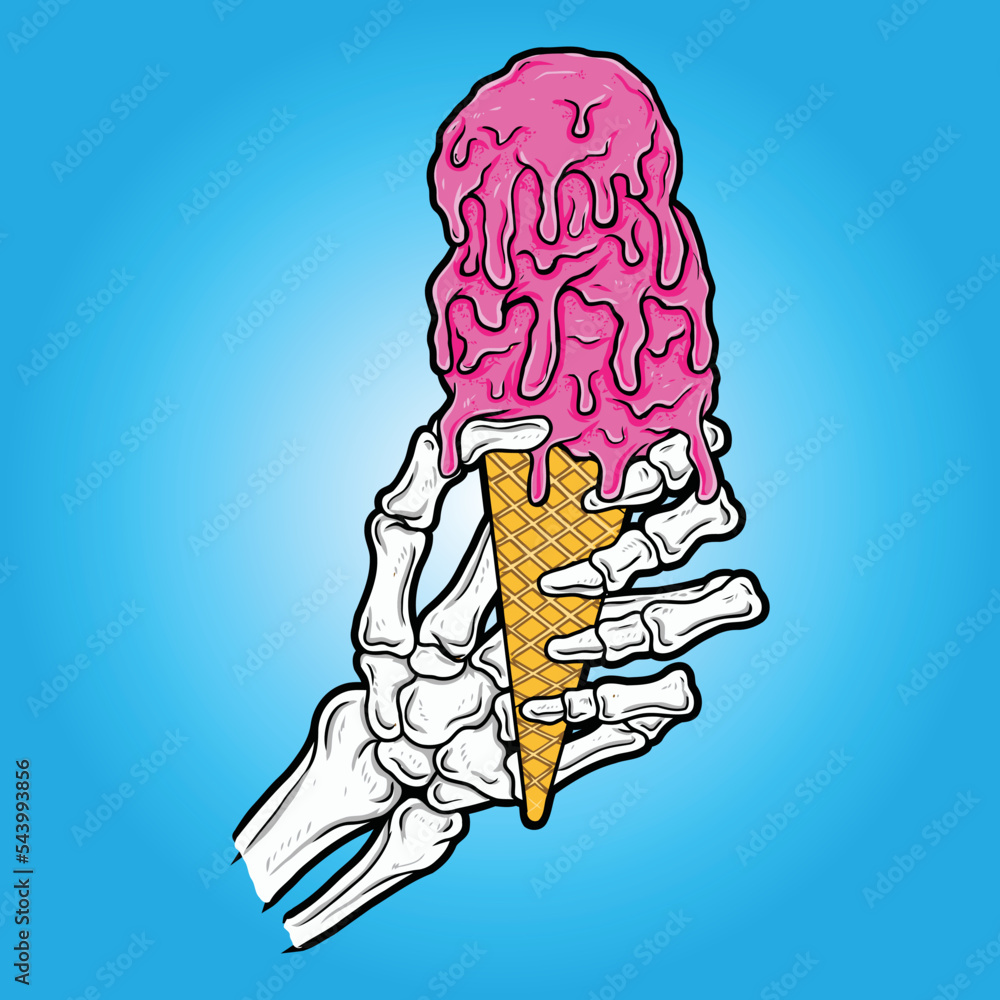 Skeleton hand holding ice cream scoop Stock Vector | Adobe Stock