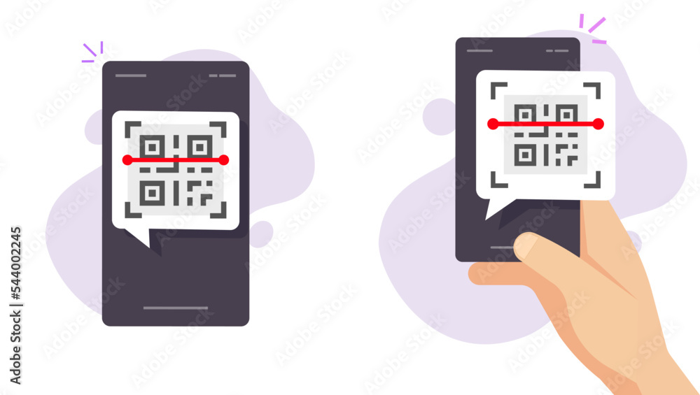 Qr code on cell phone mobile scanner app icon vector graphic ...
