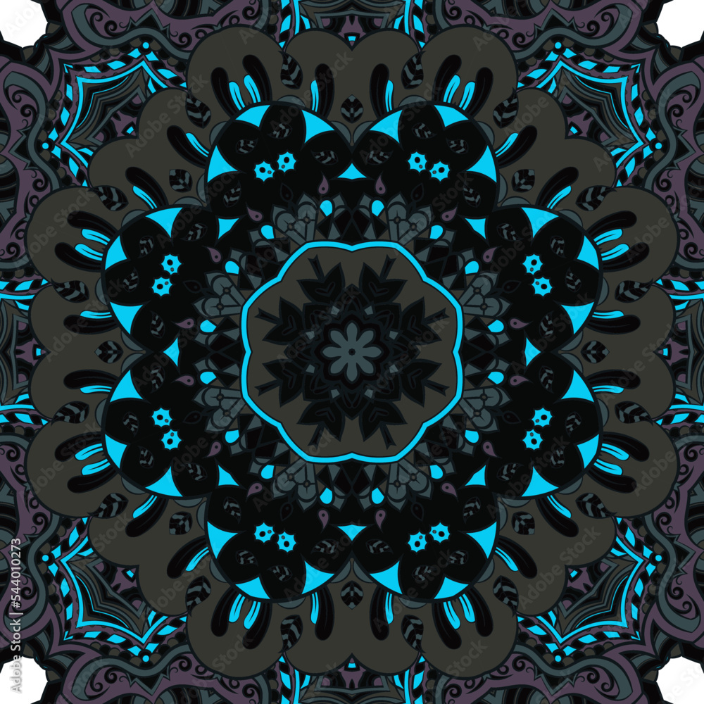 Seamless tile texture. Tracery mehndi design image. Dark toxic colors ...