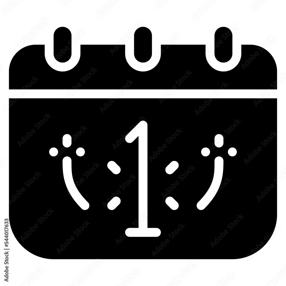 new year calendar icon with glyph style and 64 px base. Suitable for ...