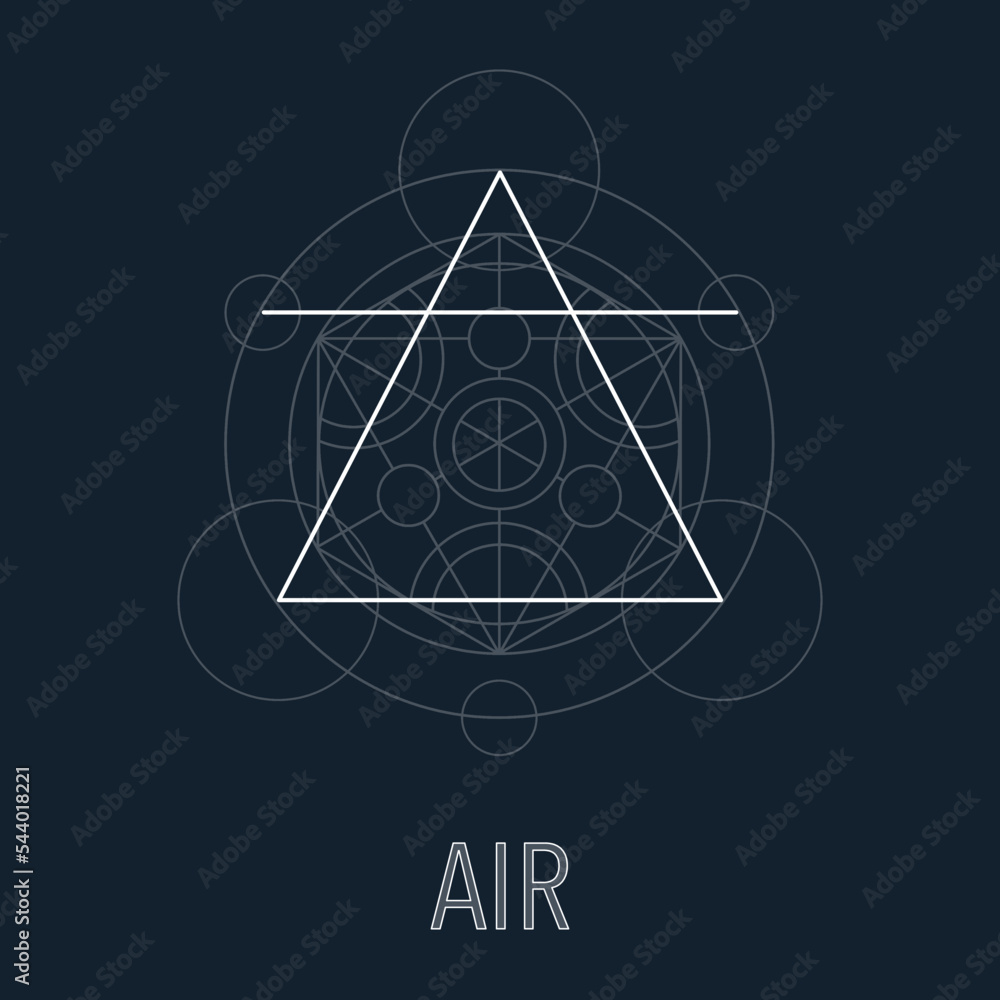 The symbol of the air, one of the symbols of alchemy. Vector alchemy ...