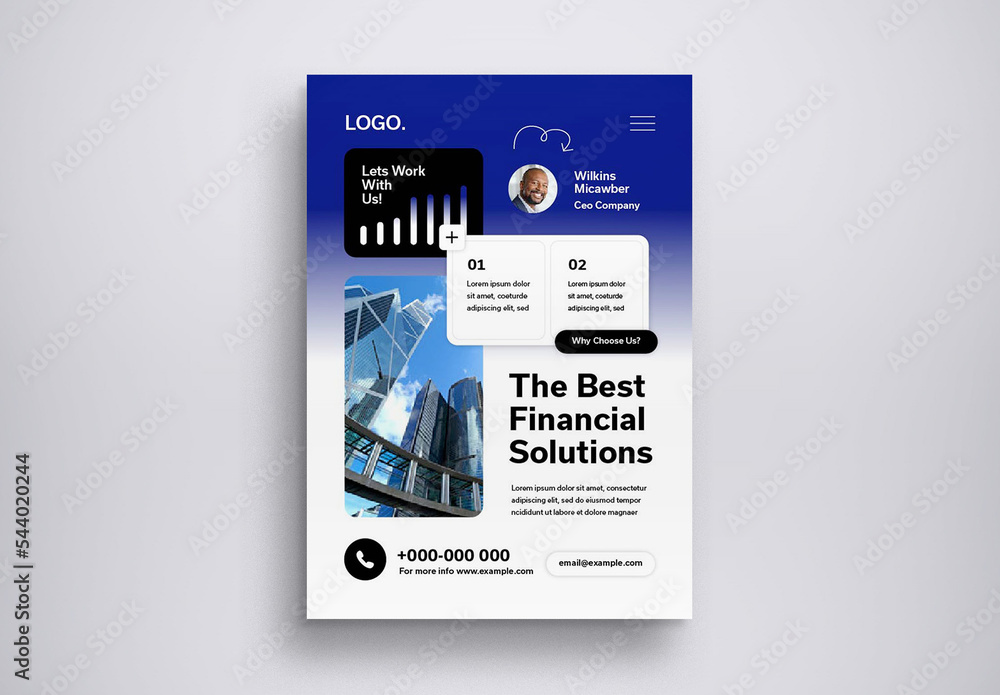 Blue Gradient Geometric Financial Flyer Stock Template | Adobe Stock