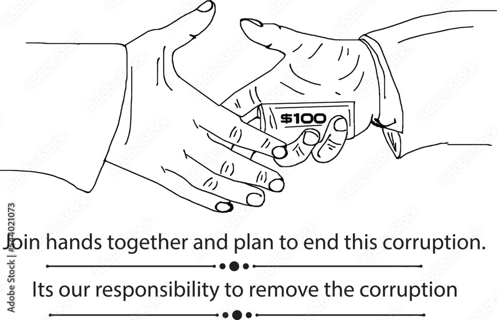 Vetor do Stock: Corruption man taking bribe, bribe money in hand vector ...