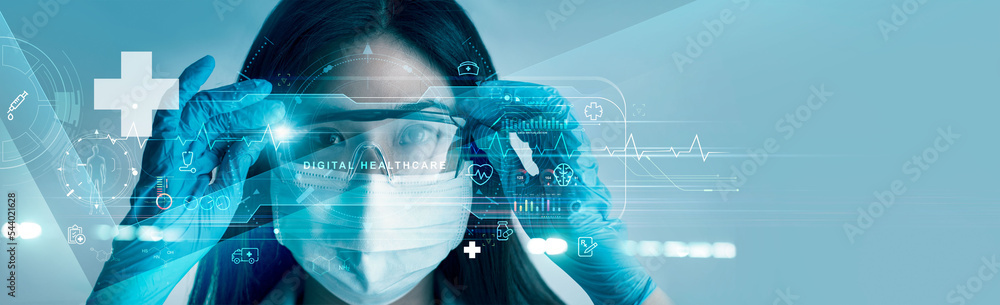 Medicine doctor analysis and diagnosis data of patient. Digital ...