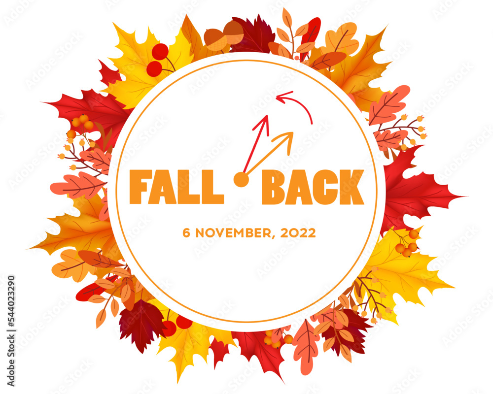 Daylight Saving Time Ends Fall Back Time Banner Clock Change Clock daylight-saving-time-ends-fall-back-time-banner-clock-change-clock