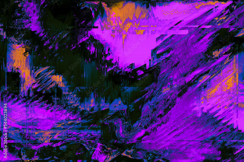 Abstract purple pink orange psychedelic wavy background interlaced ...