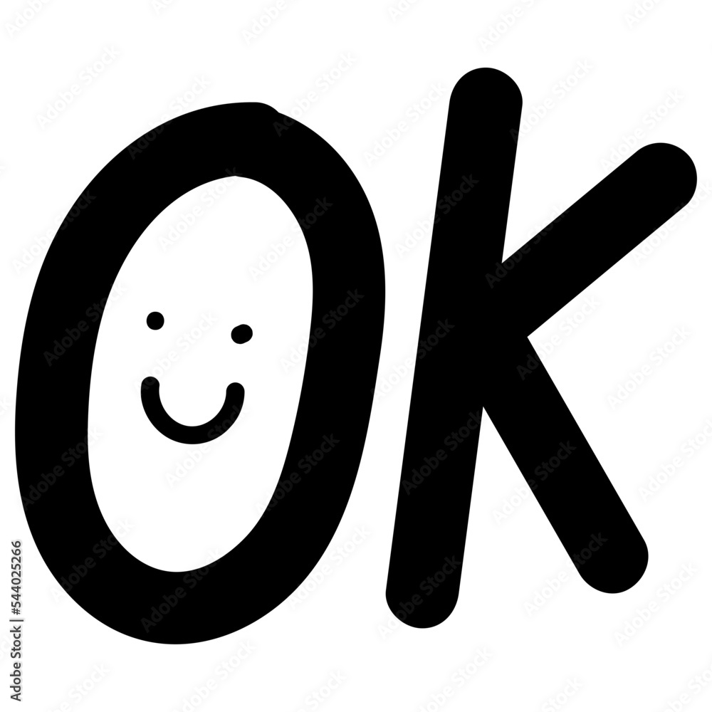 Ok typography vector illustration in black and white design Stock ...