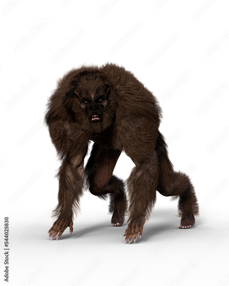 3D illustration of a werewolf on all fours ready to pounce isolated on ...