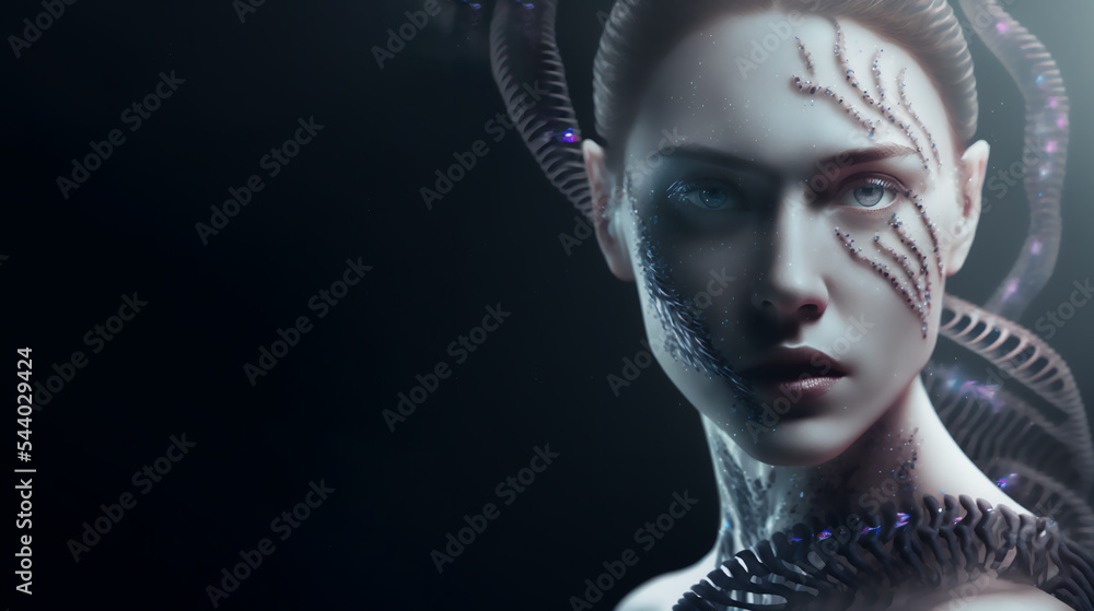 Fotografia do Stock: 3D human and DNA model interconnection, post human ...