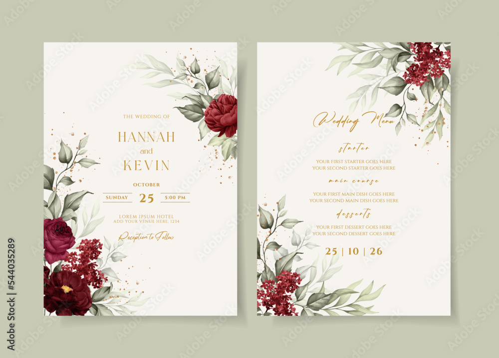 Beautiful floral wedding invitation card template Stock Vector | Adobe ...