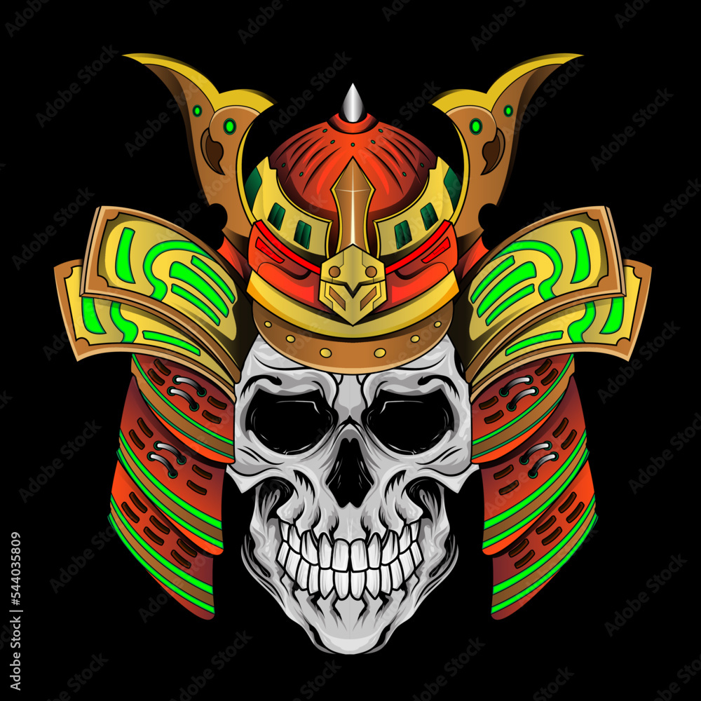 skull in samurai helmet Japanese Skull Samurai Head Japanese samurai ...