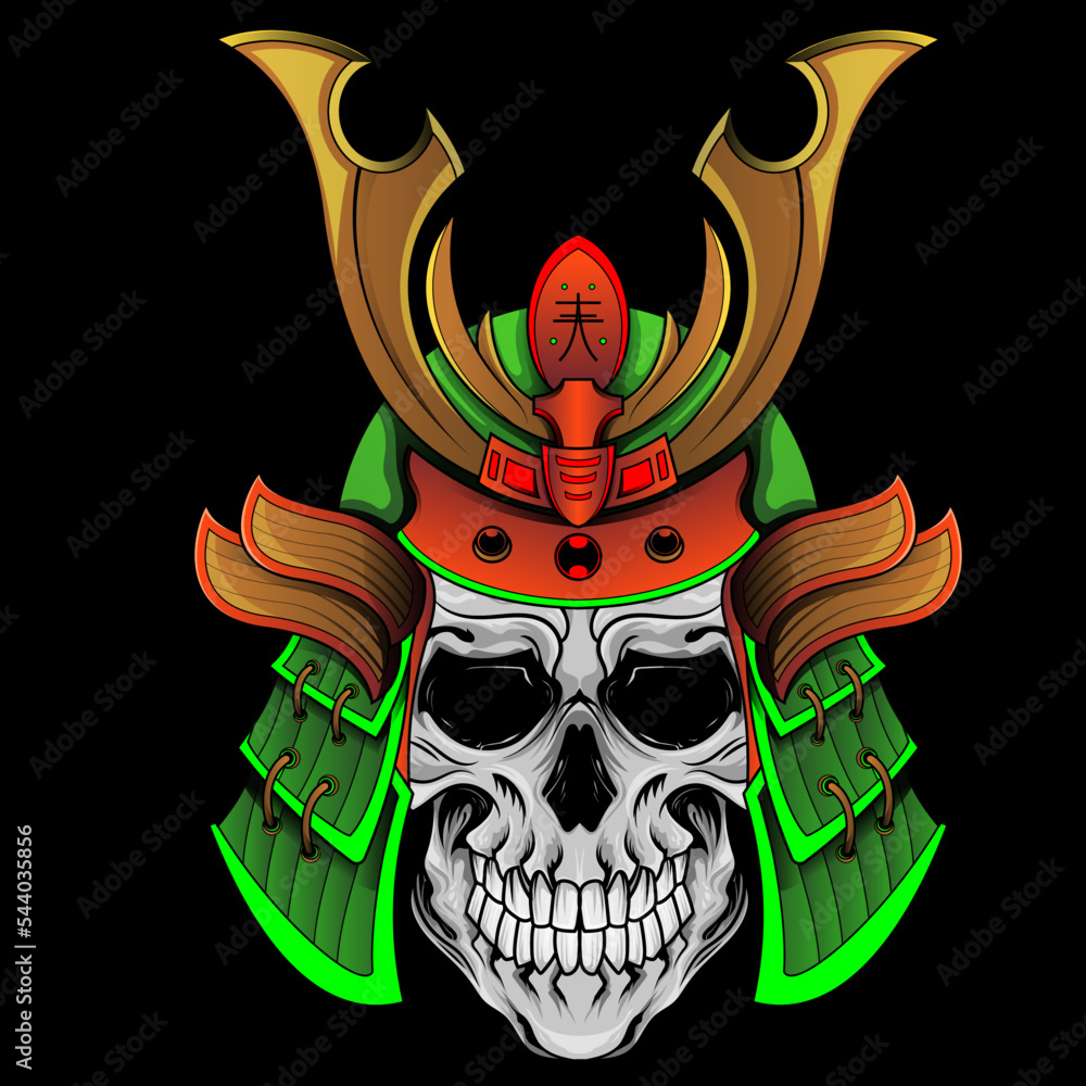 skull in samurai helmet Japanese Skull Samurai Head Japanese samurai ...