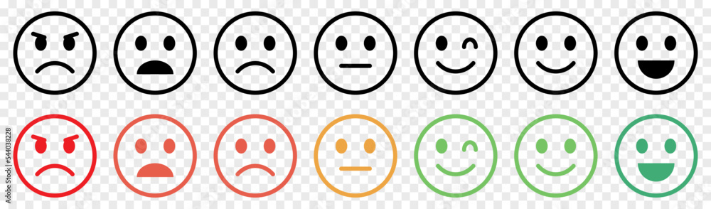 Emoticons with different moods. Emoji faces collection isolated on ...