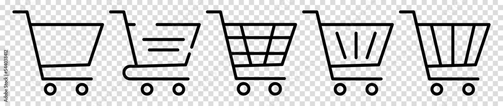 Shopping line cart icons. Design for web and mobile app. Vector ...