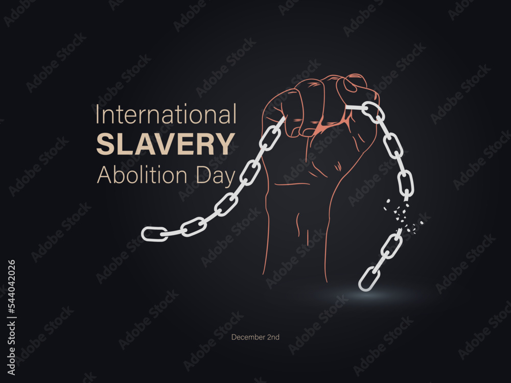 International Day for the Abolition of Slavery. Silhouette of hand in ...