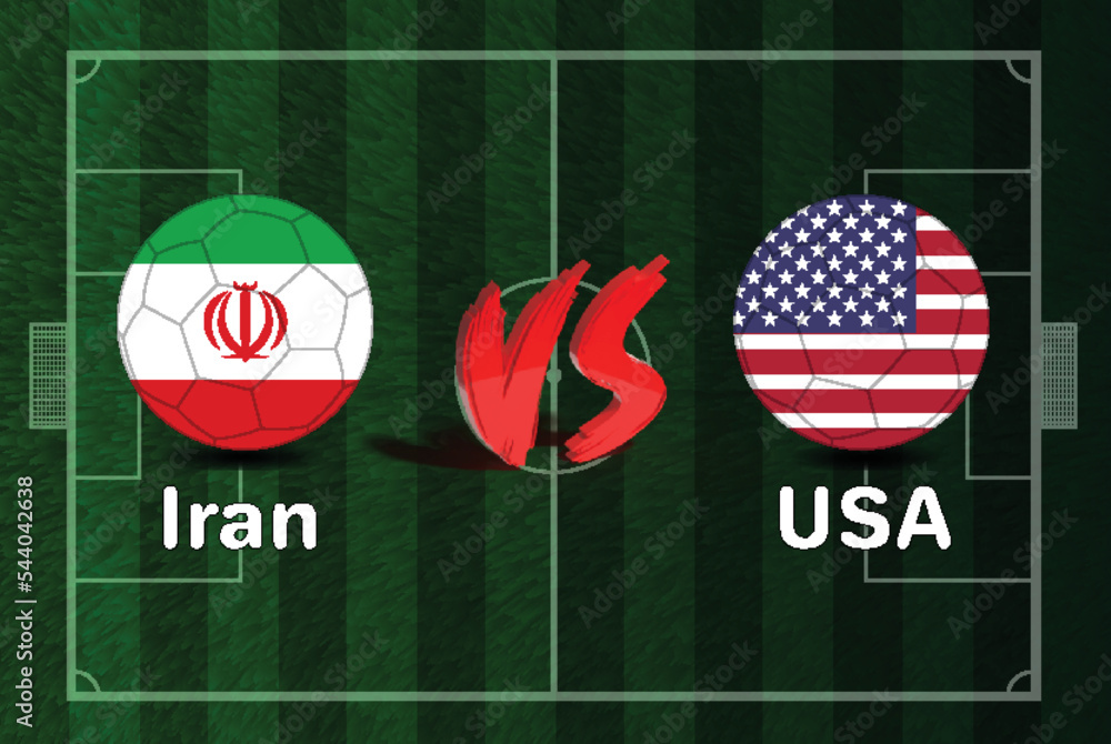 Iran Vs USA soccer ball in flag design on FIFA World Cup 2022 Stock ...