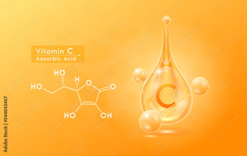 Serum skincare transparent water drops vitamin C orange and structure ...