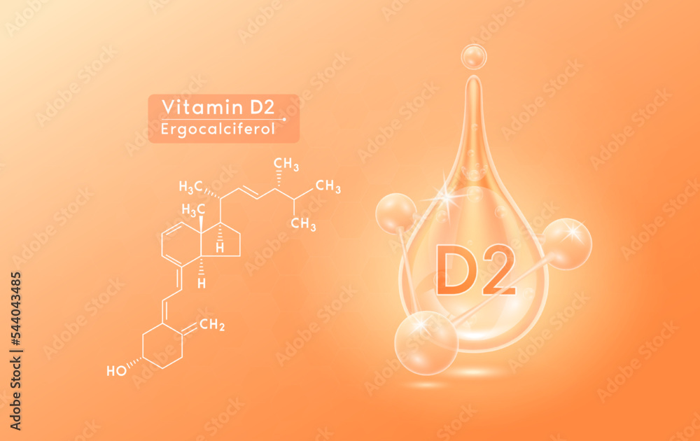 Serum skincare transparent water drops vitamin D2 orange and structure ...