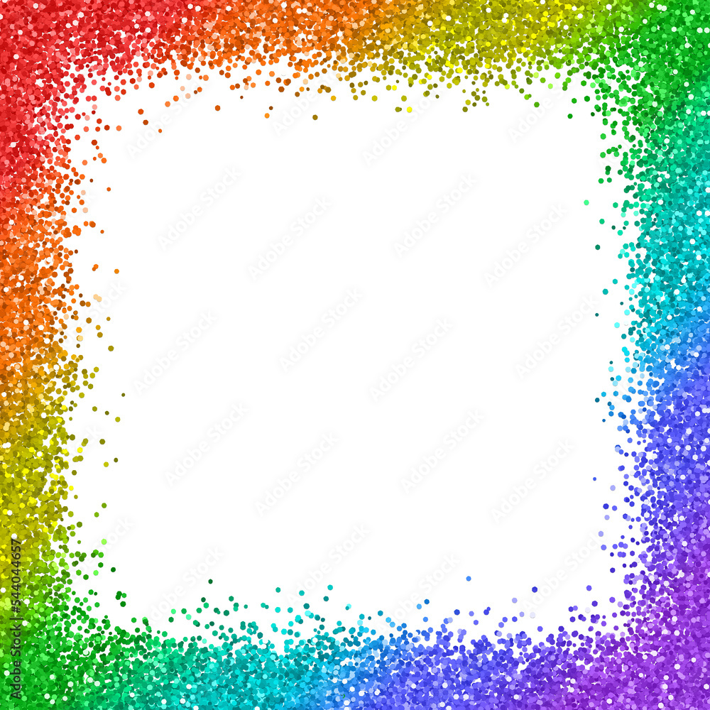 Rainbow glitter border frame isolated PNG Stock Illustration | Adobe Stock
