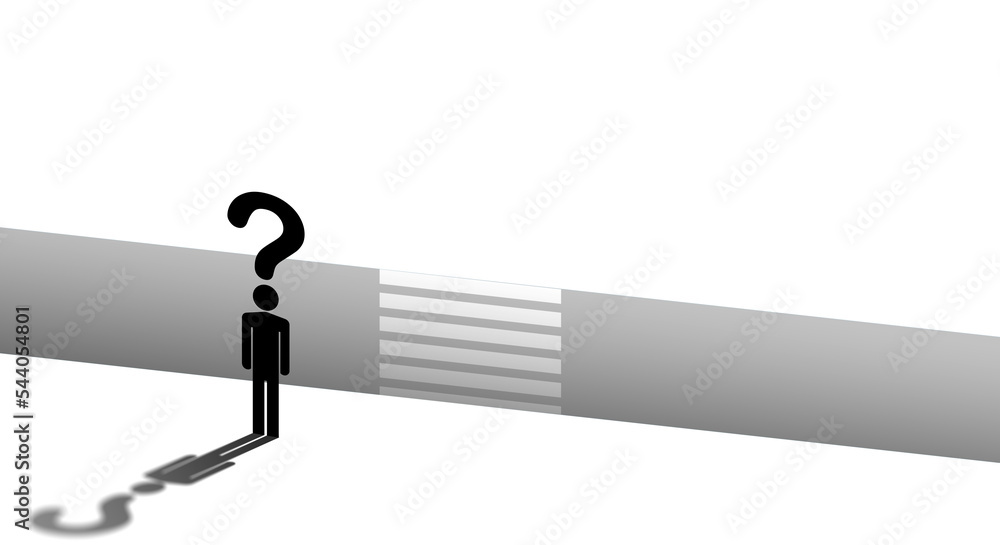 Obstacle in path of a person. Restricted movement concept. Silhouette ...