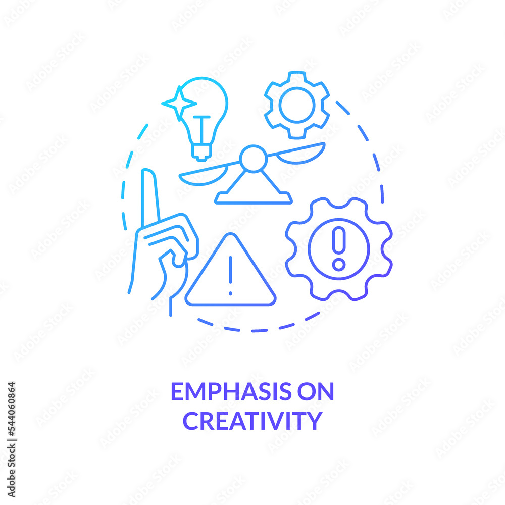 Emphasis on creativity blue gradient concept icon. Digital product ...