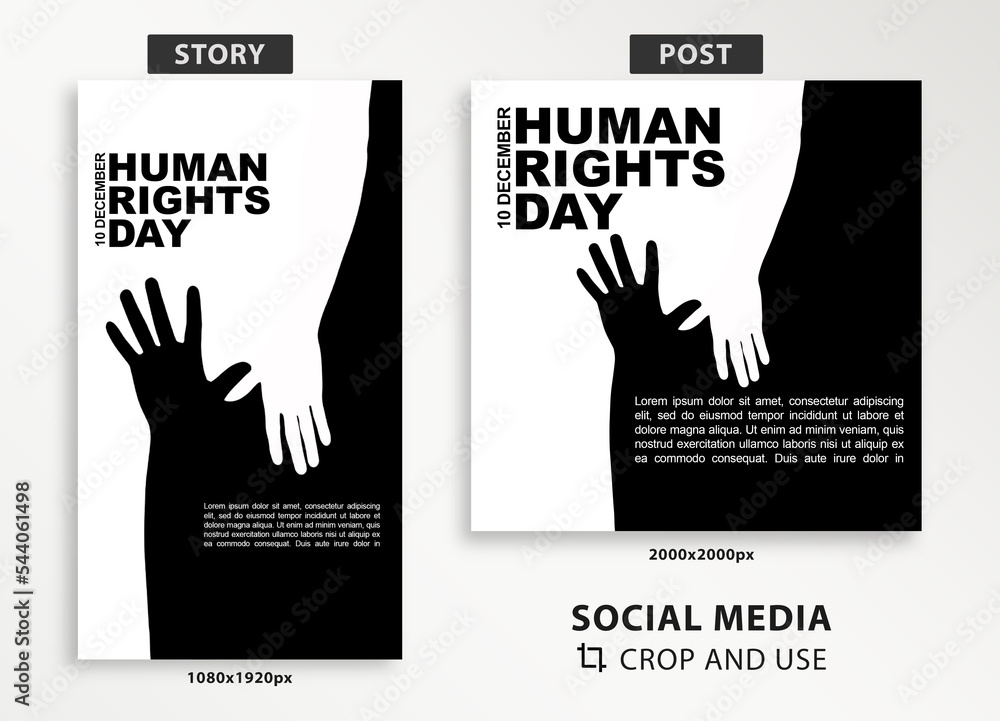 Minimal Human Rights Day social media story and post design, easy use ...