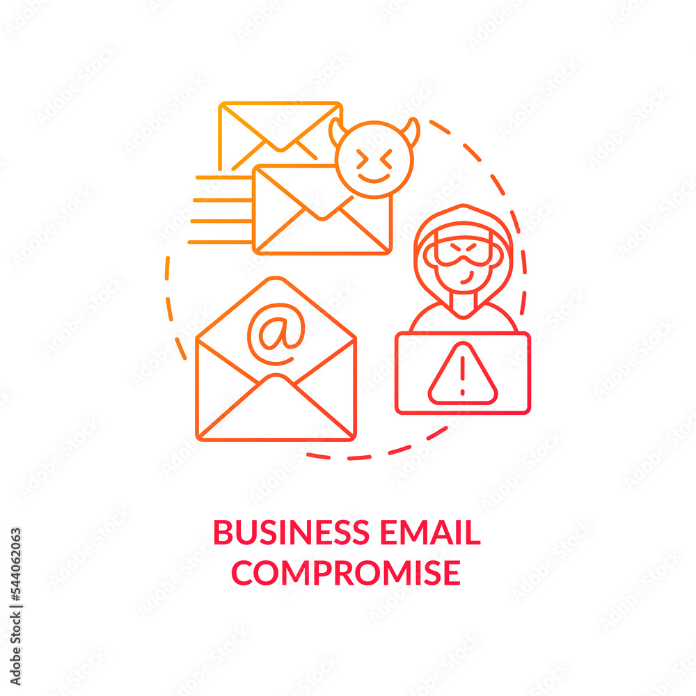 Business email compromise red gradient concept icon. Spoof account ...