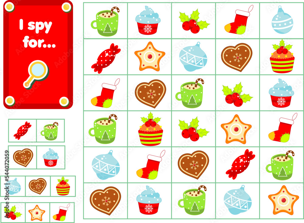 Children educational game. Find and show patterns. New year and ...