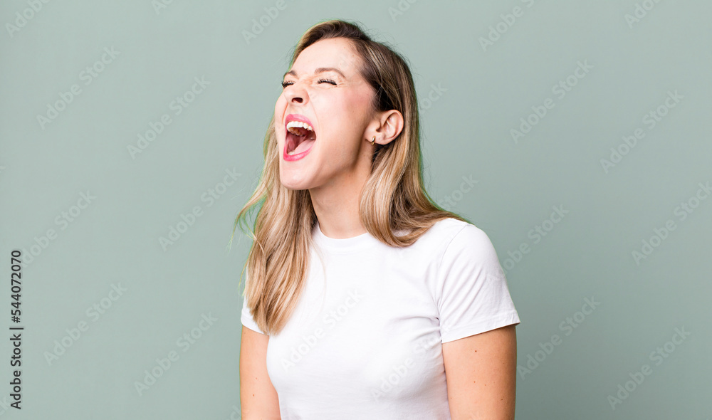 screaming furiously, shouting aggressively, looking stressed and angry ...