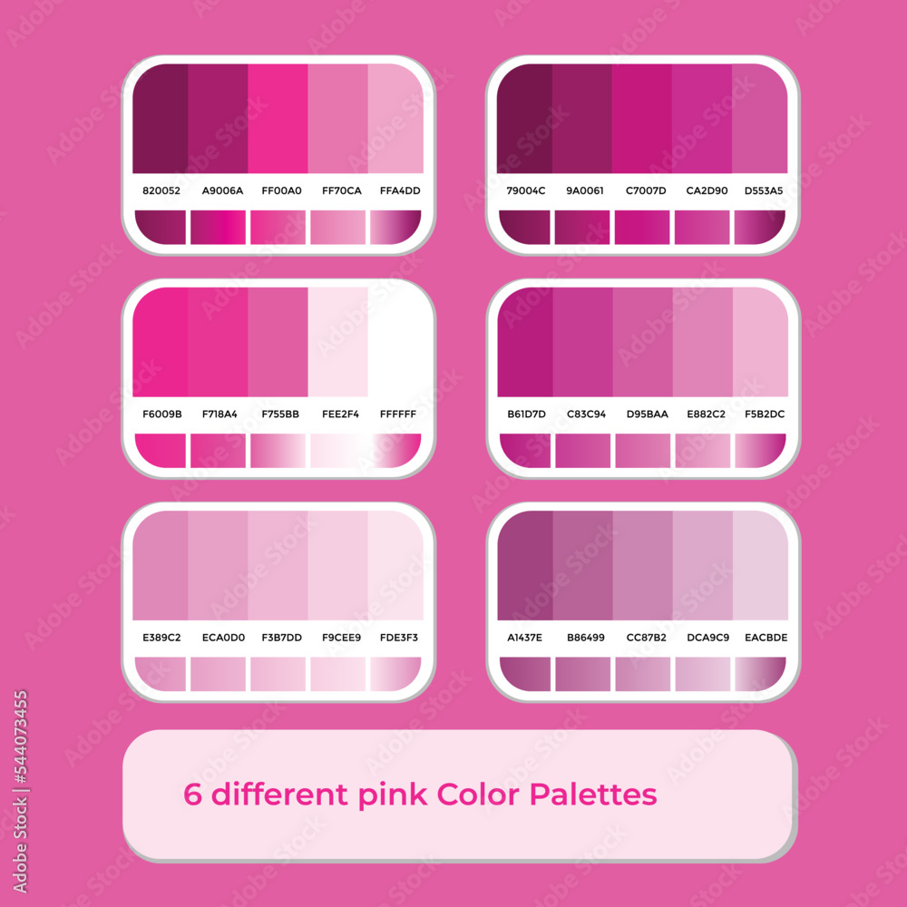 6 different pink color palettes with gradient colo Stock Vector | Adobe ...