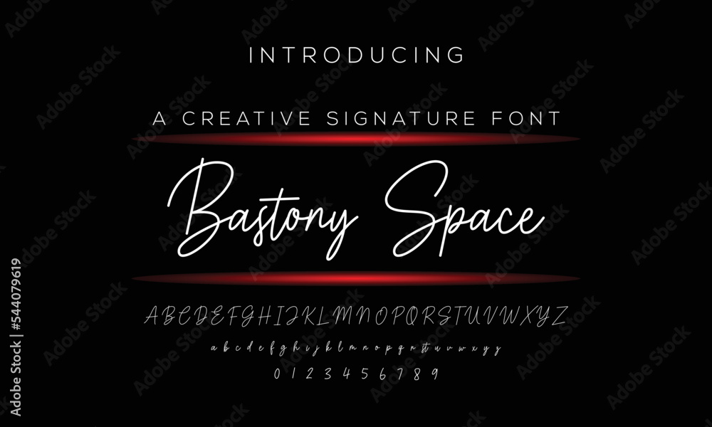Hand drawn vector alphabet. Modern Bastony Space signature script font ...