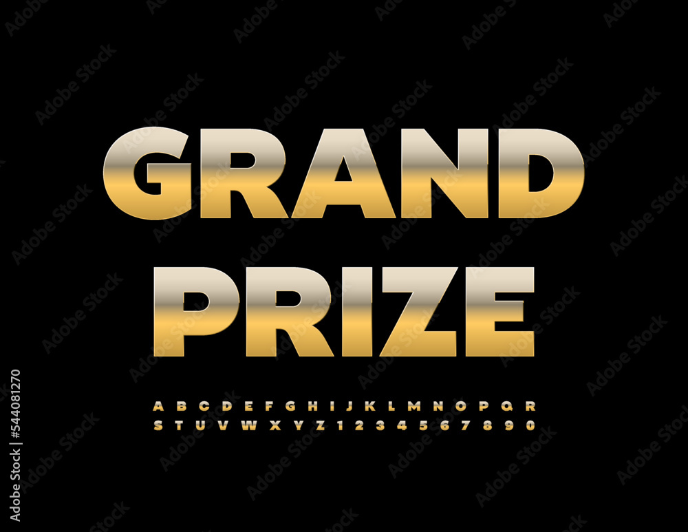Vector advertising logo Grand Prize. Golden Bold Font. Chic Alphabet ...