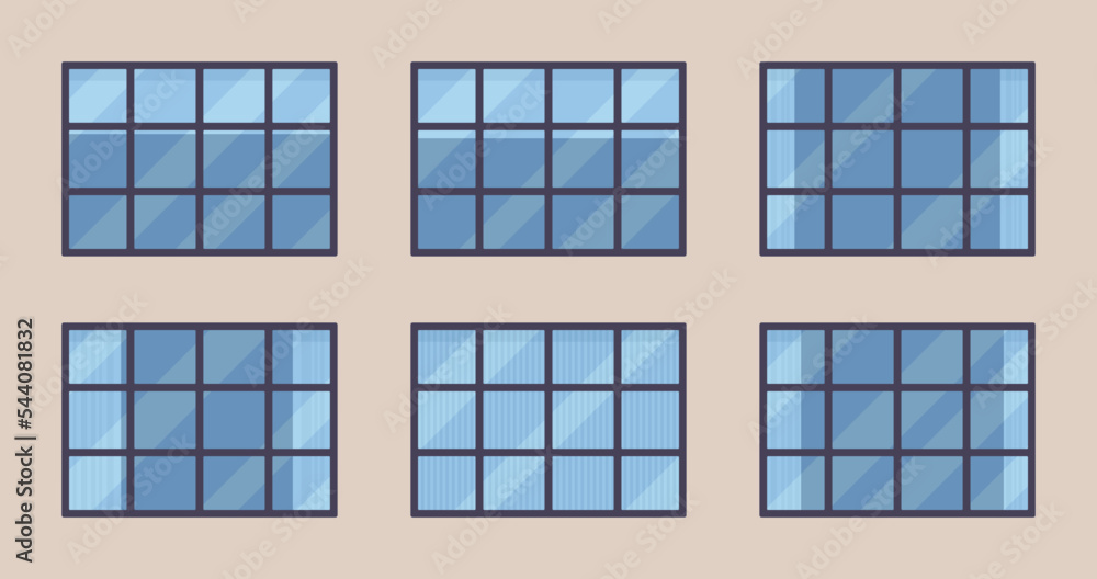 Facade and windows in modern office building. Business center front ...