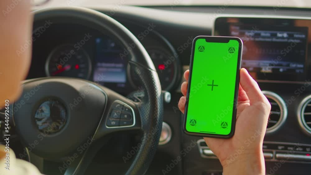 Man Driver Phone Hand with a Green Screen Chroma Key, Male driver ...