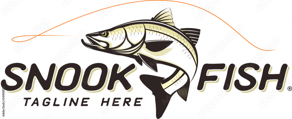 Snook fishing Logo. Unique and fresh snook fish jumping out of the ...