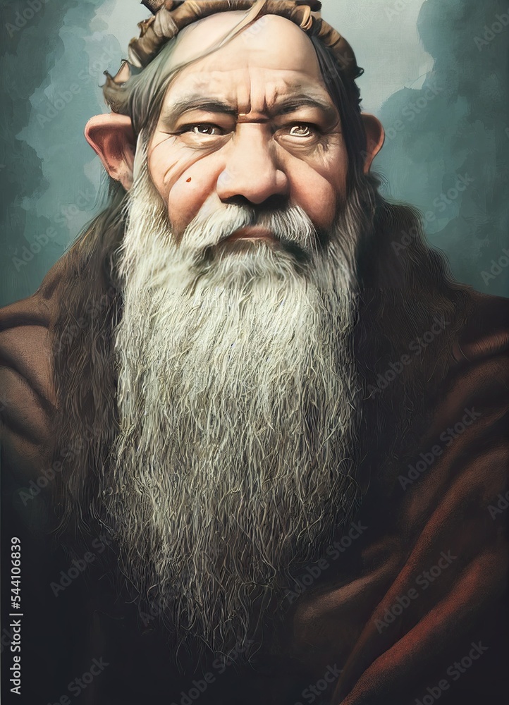 Dwarf Druid woman portrait digital art illustration a fictional person ...