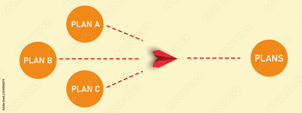 Red airplane flying from Plan A,Plan B,Plan C to Plans.new blueprint ...