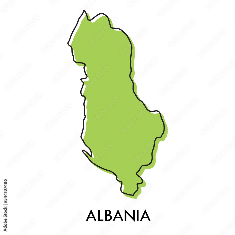 Map of Albania - simple hand drawn stylized concept with sketch black ...