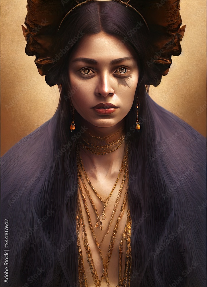Genasi Wizard woman portrait digital art illustration a fictional ...