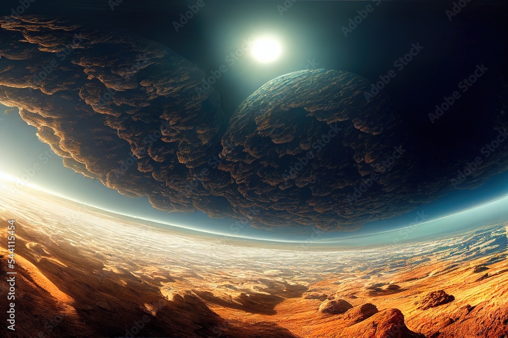 Beautiful alien landscape, panorama of the surface of a fantasy planet ...
