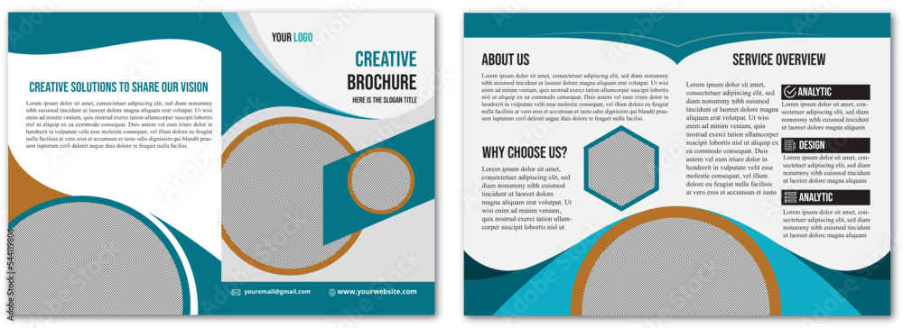 Download Blue Color Bifold Brochure Template Design Vector File Stock ...